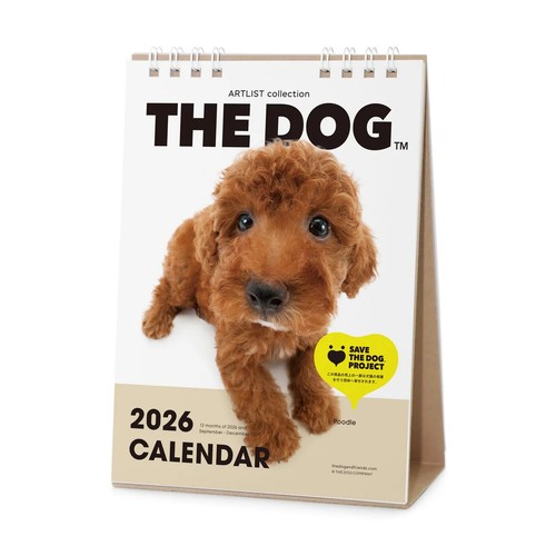 THE DOG Desk Calendar 2026 [Poodle] W 130 x H 218mm Made in Japan ...