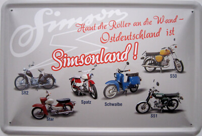 Schild Blechschild 20x30 cm - Simson Haut die Roller an die Wand ...