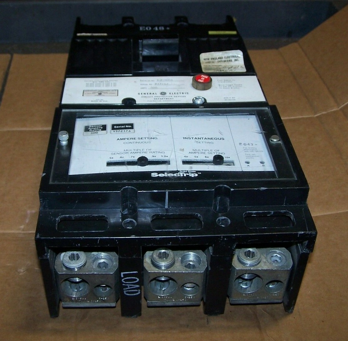 GE 300 AMP CIRCUIT BREAKER WITH SELECTRIP 300A SENSOR 3 POLE 600 VAC ...