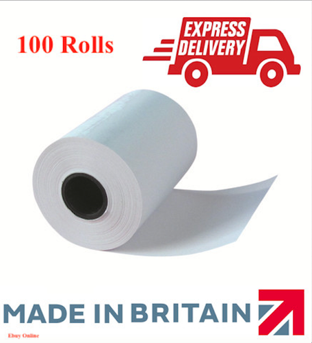 100 x Card Machine Rolls 57mm x 40mm Thermal Paper Streamline Worldpay ...