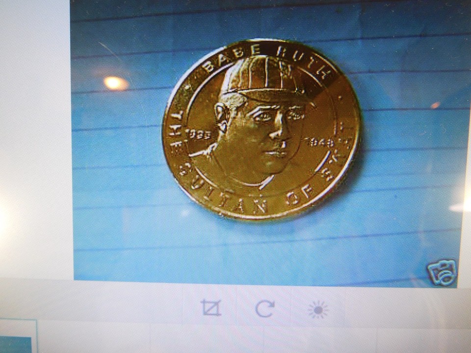 BABE RUTH 1995 GOLD OVERLAY $1 LIBERIA ACTUAL COIN ROUND NICE | eBay