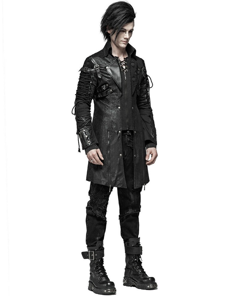 Punk Rave Mens Gothic Poison Jacket Coat Black Faux Leather Steampunk ...