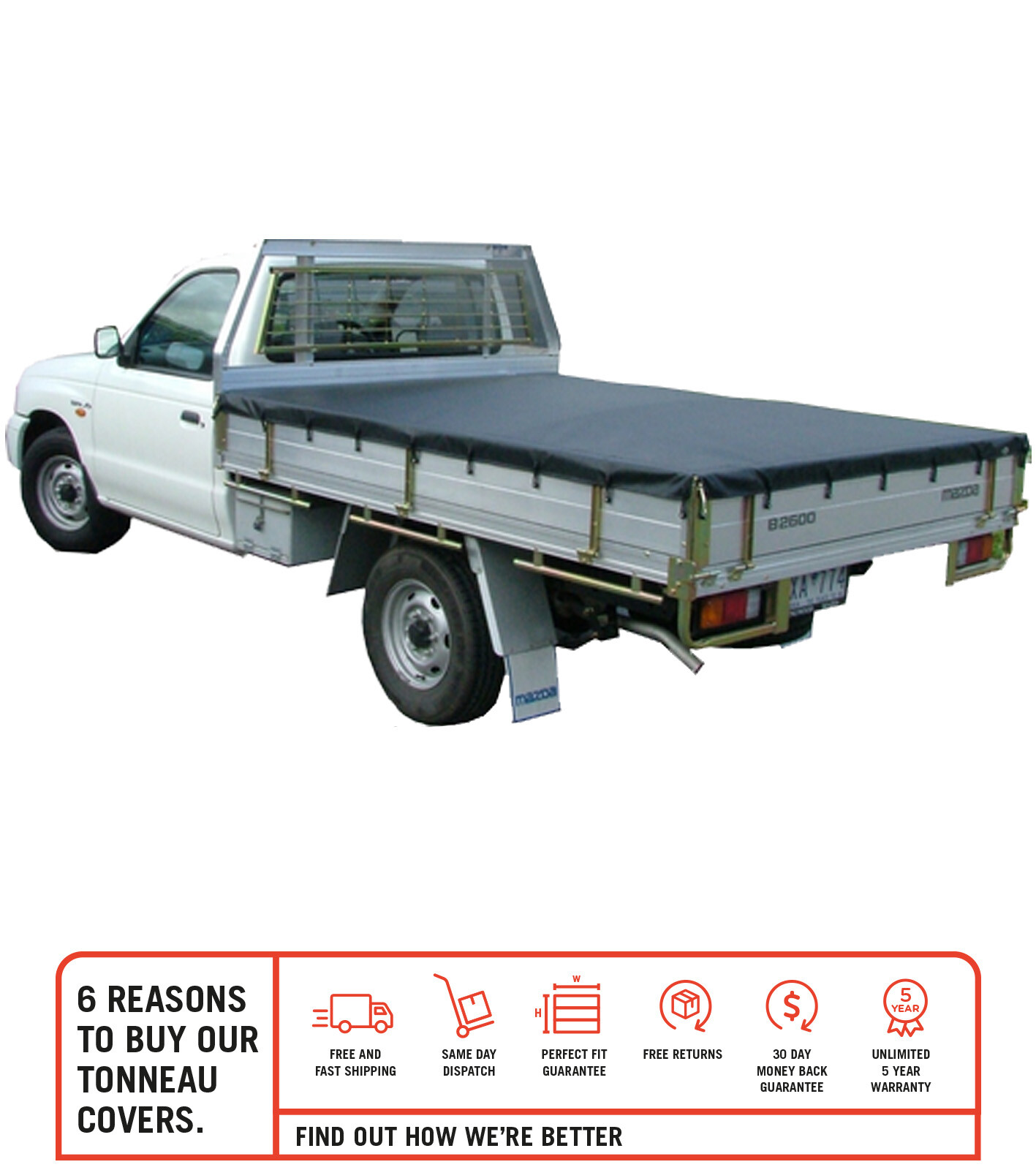 Bunji Ute Tonneau Cover for Triple M Tray 2550 x 1792 Tray Back ...