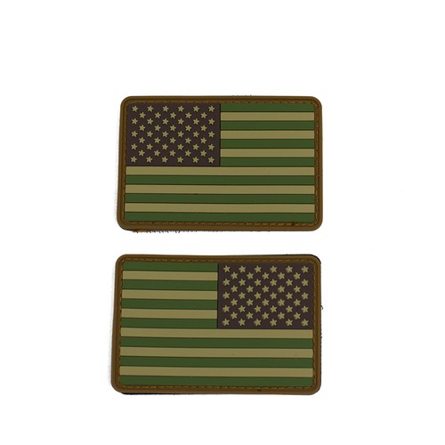 Pair of PVC Subdued Colors American Flag Morale Patches w/ Hook & Loop ...