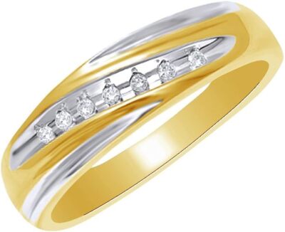 Round Cut Natural Diamond Seven-Stone Diagonal Slant Band Ring 10K ...
