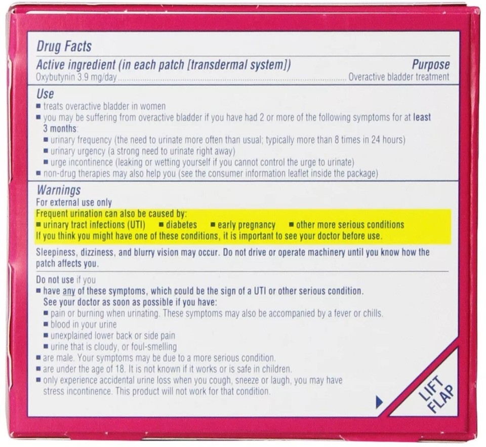 Oxytrol Women Overactive Bladder Control Transdermal Patch 8 Count 32 ...