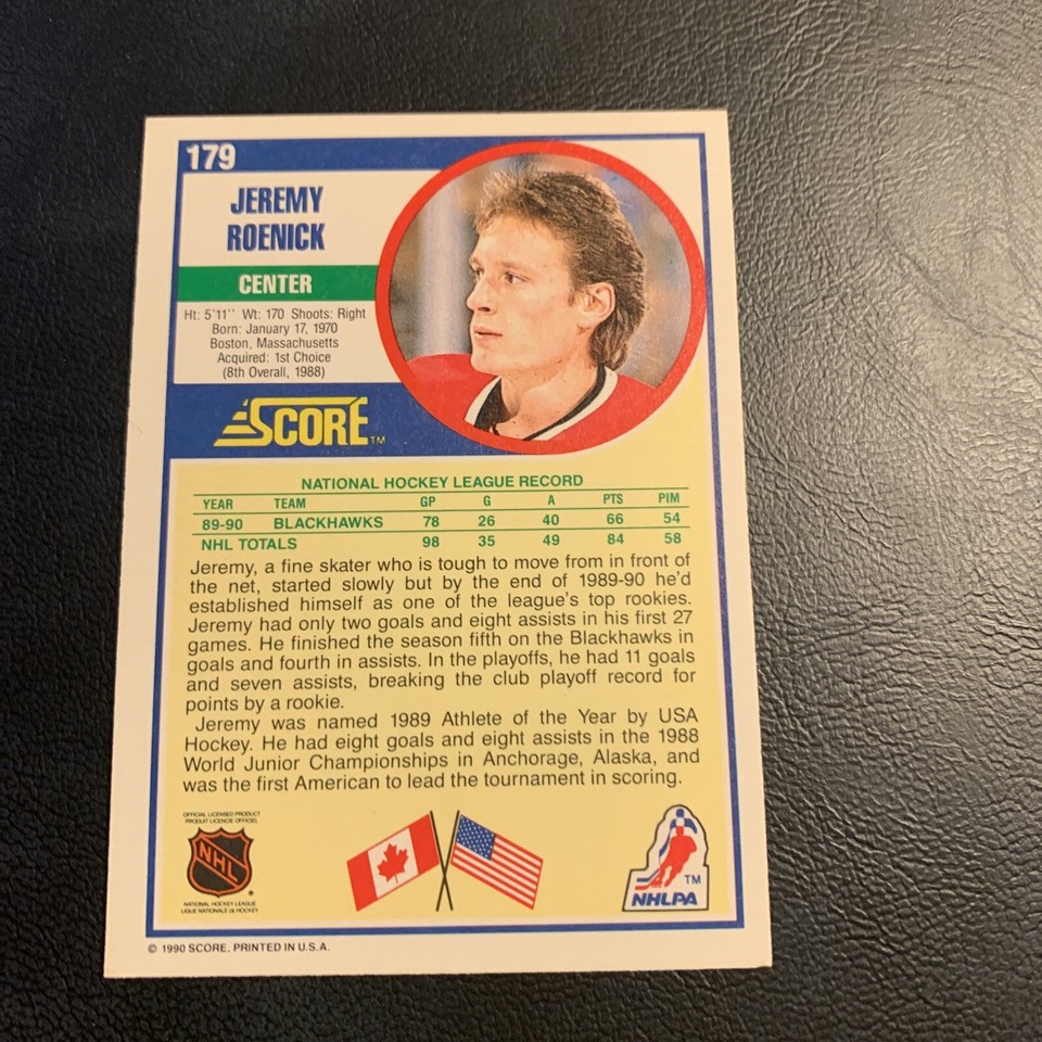 #179 Jeremy Roenick Chicago Blackhawks 1990/91 score 36a | eBay