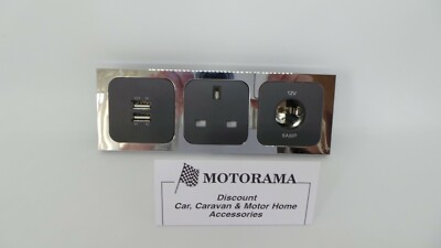 CBE/C-LINE 1X 240V 3 PIN SOCKET 1X 12V TWIN USB 1X 12V- SOCKET CHROME ...