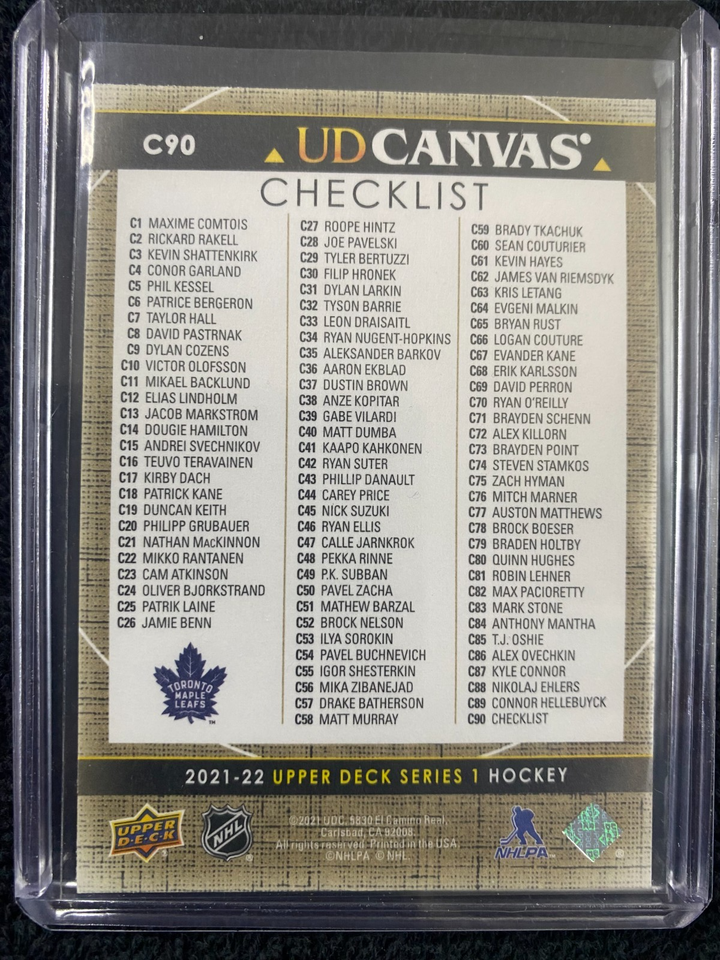 2021-22 Upper Deck - Canvas Checklist - #C90 Auston Matthews - Mitch ...