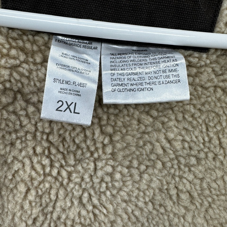 Forge Workwear Vest Mens 2XL XXL Brown Full Zip Sherpa Lined Canvas ...