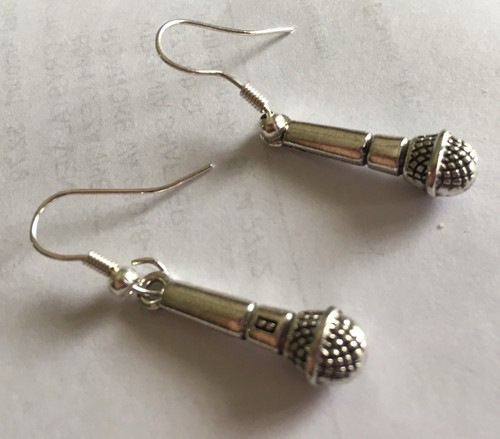 Microphone 3D Charm Earrings Musical Instrument Mic Singer Band ...