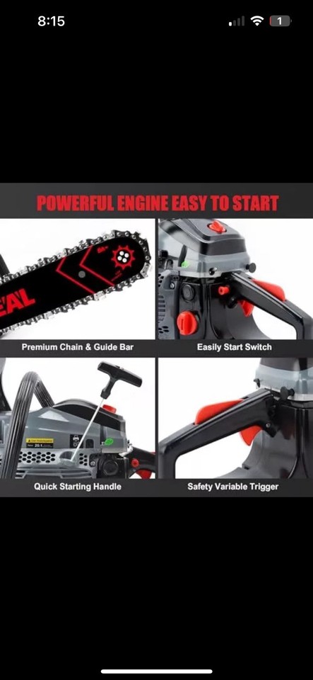 dereal 20in 62 cc gas chainsaw | eBay