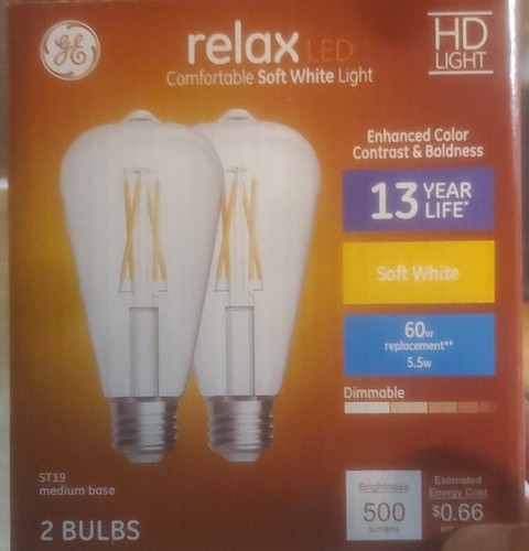2 Pack GE Vintage 60 Watt EQ ST19 Dimmable LED Edison Decorative Light ...