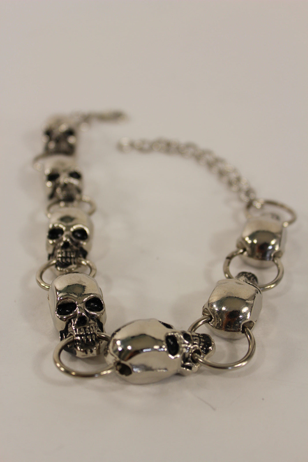 Women Emo Boot Bracelet Silver Metal Chain Skull Anklet Biker Shoe ...