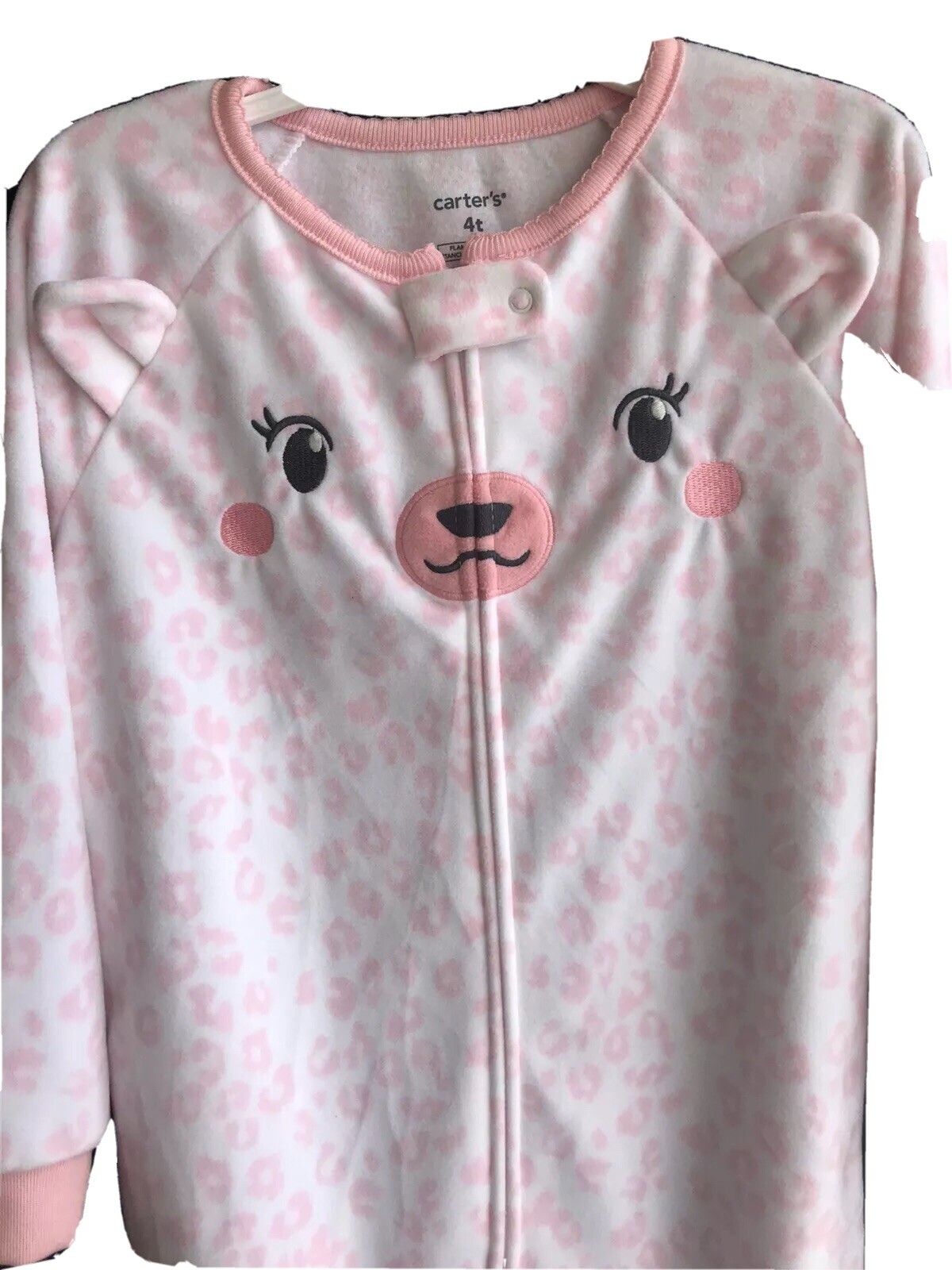 Carter’s Toddler Bear Pajamas Size 4T Pink Fleece One Piece Zip Up New ...