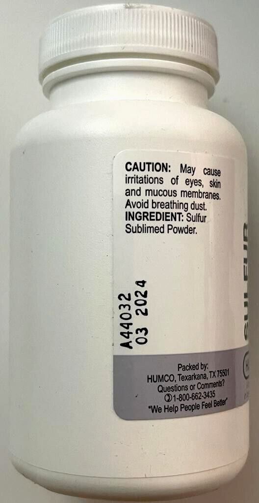 Humco Sulfur USP Sublimed Powder Compounding Agent Skin Disorder Relief ...