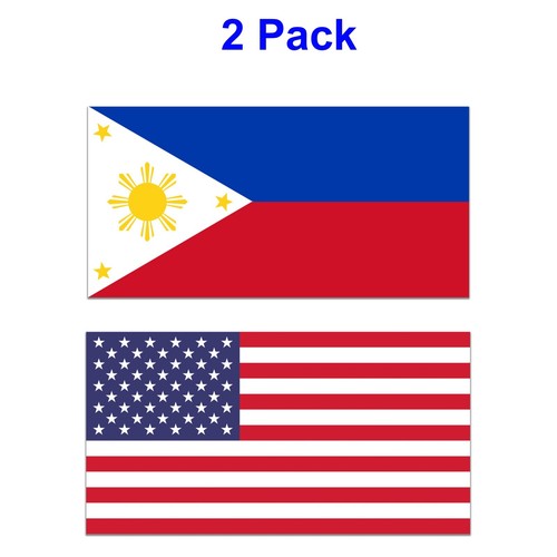 2 Pack Filipino American Flag Sticker Decals USA Philippines FilAm Fil ...
