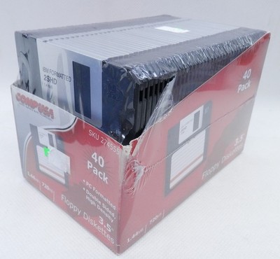 Vintage COMPUSA 2HD 3½" Floppy Disk 1.44 MB 40 Pack PC Formatted ...