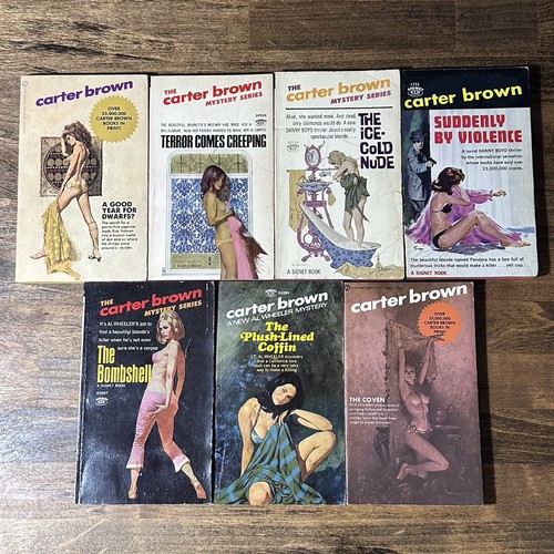 Lot Of 7 Carter Brown Pulp Fiction Mystery Crime Sleaze Paperback Books ...