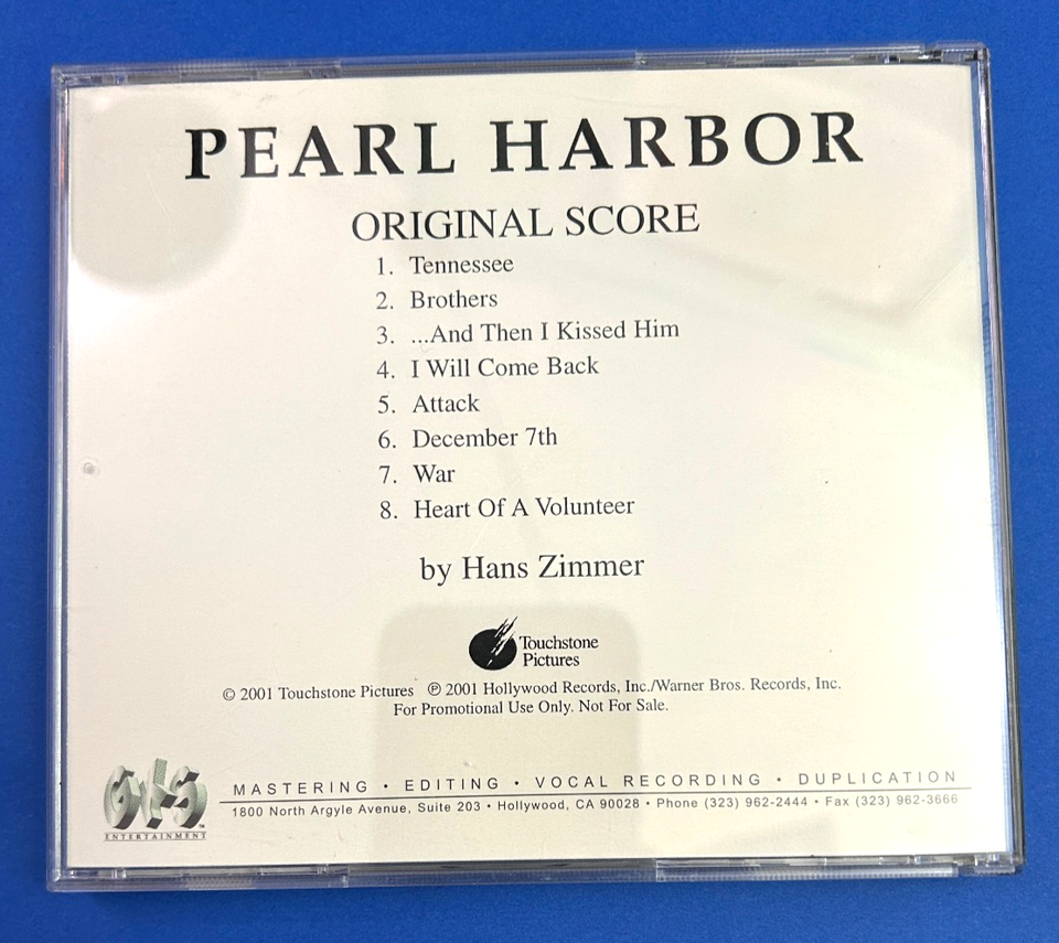 RARE FYC SOUNDTRACK SCORE CD - Pearl Harbor Hans Zimmer CDr Awards ...