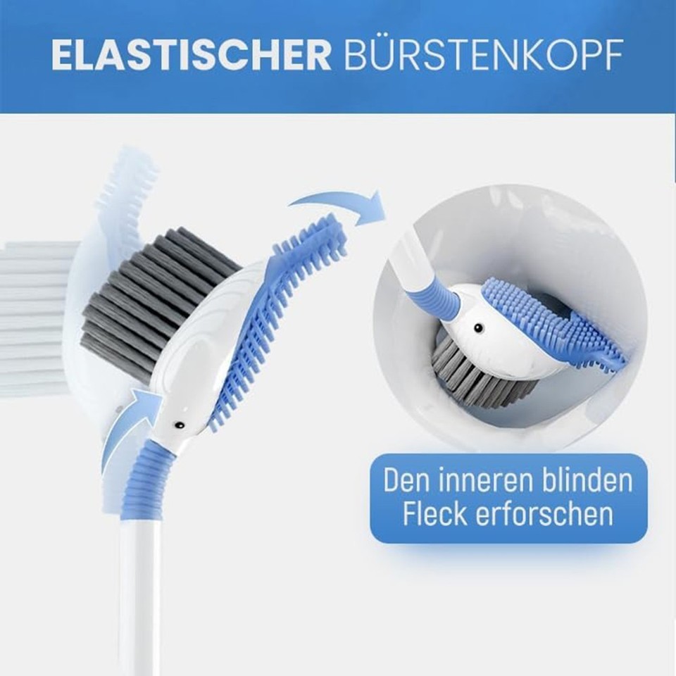 Long Handle Silicone Toilet Brush Set for Deep Cleaning and Quick Dry ...