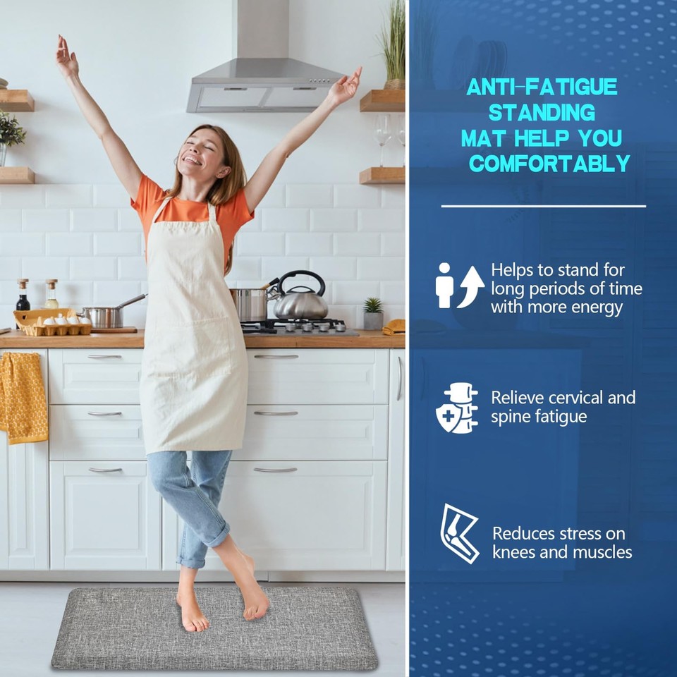 Anti Slip 7/8 inchs Anti Fatigue Kitchen Floor Mat, Ergonomic Comfort ...