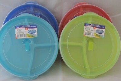 Microwave Plates w/Vented Lids Divided Freezer Food Storage Containers ...