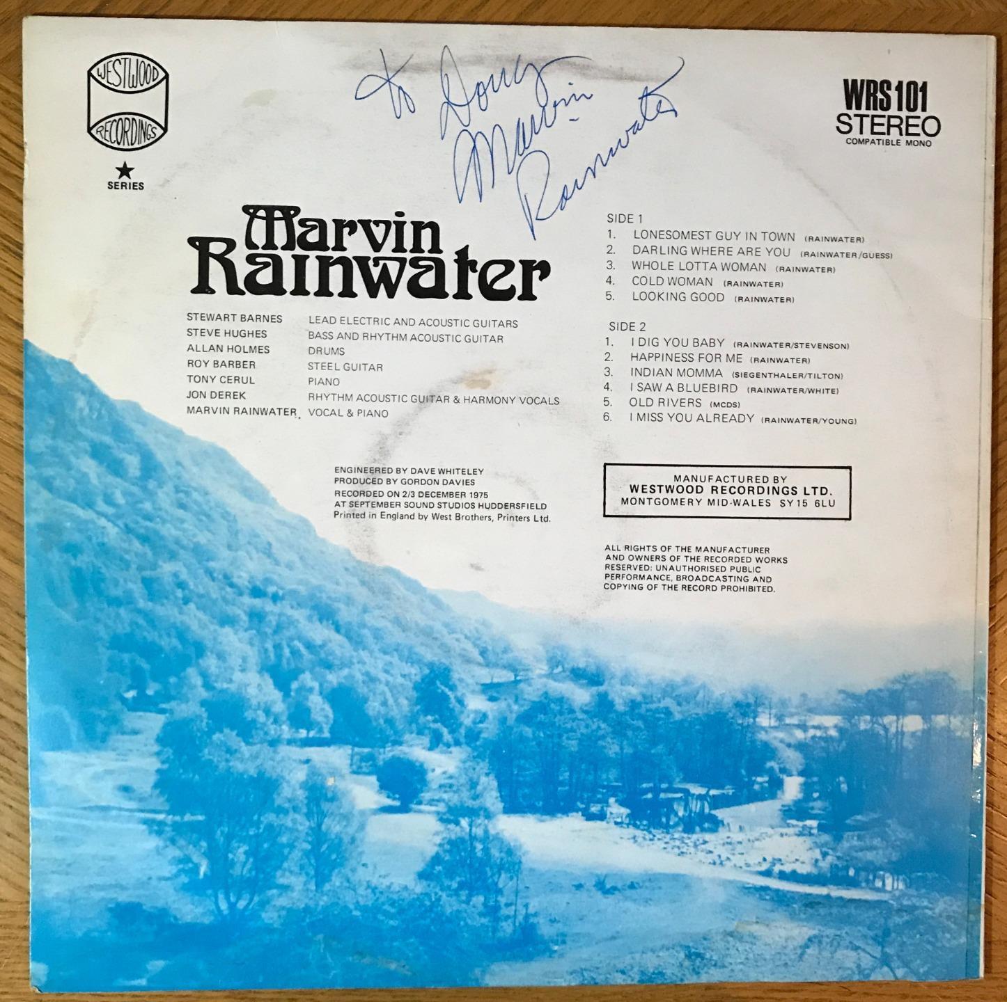 MARVIN RAINWATER COUNTRY & ROCKABILLY CHEROKEE SINGER SIGNED LP JACKET ...