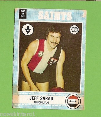 #D174. 1977 SCANLENS VFL CARD #108 JEFF SARAU, ST KILDA SAINTS | eBay UK