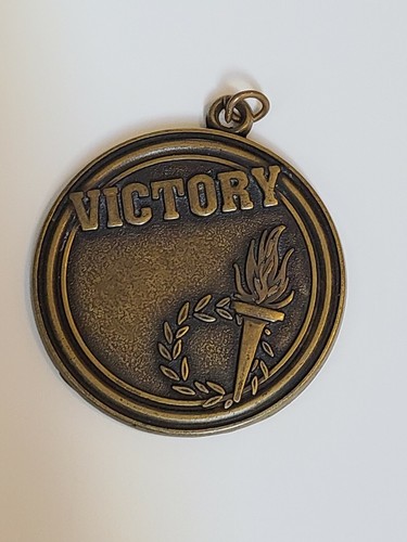 Large Medal Pendant Victory Sport Olympic Games Goldtone Vintage Dinn ...