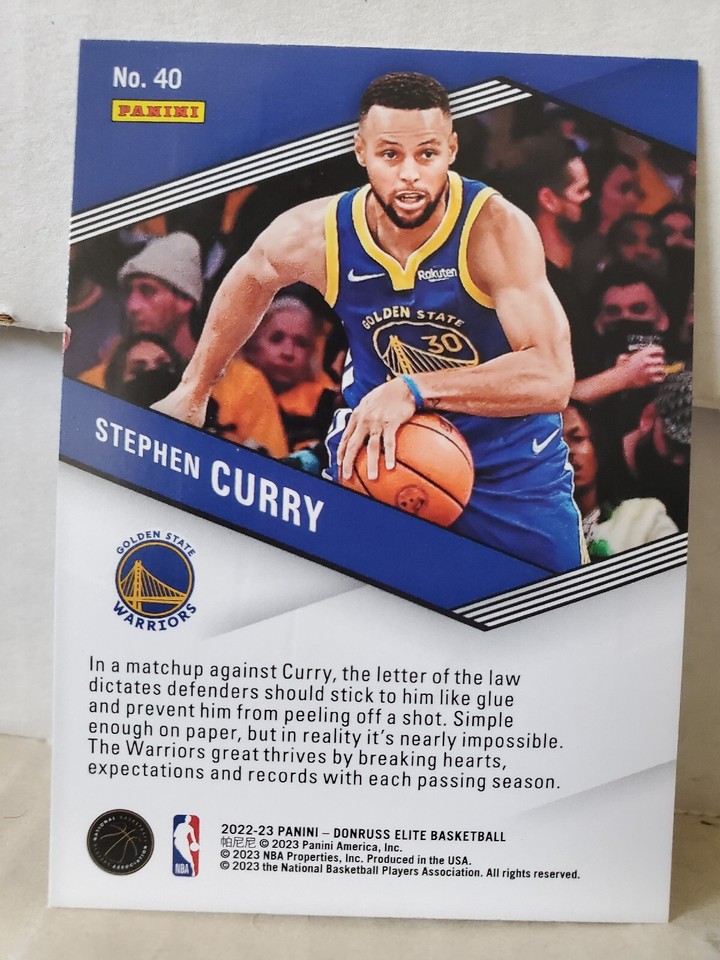 Stephen Curry 2022-23 Donruss Elite #40 Spellbound Insert Letter N ...