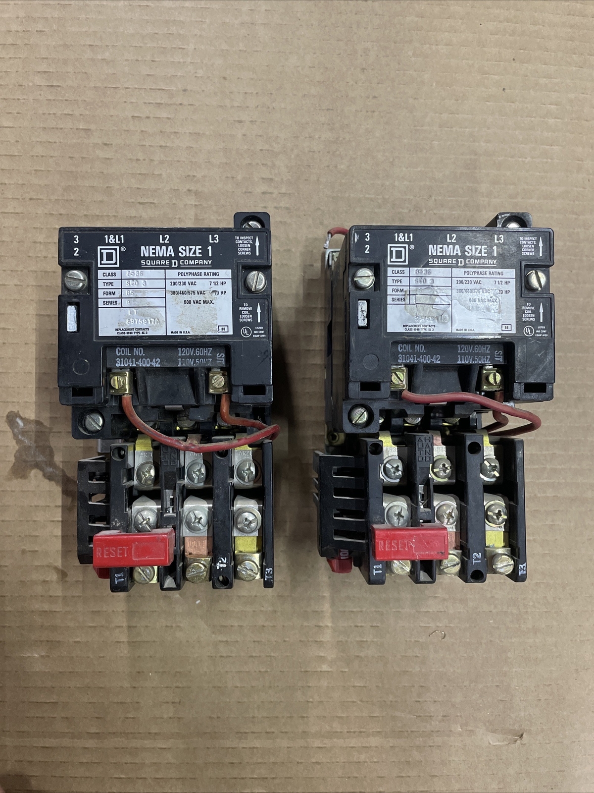 1- SQUARE D 8536 SC03 STARTER NEMA SIZE 1 600VAC 120V COIL 10HP | eBay