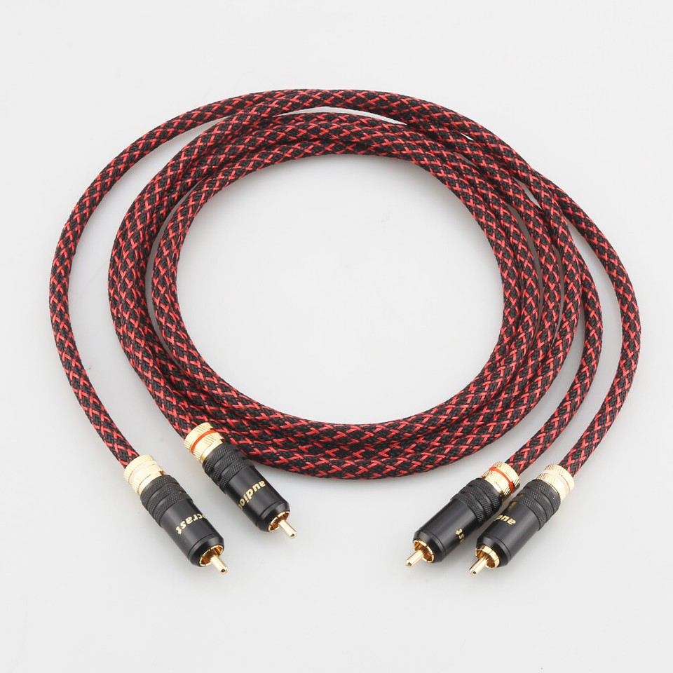 Pair Audiophile Hifi RCA Audio Cable Pure Copper RCA To RCA ...