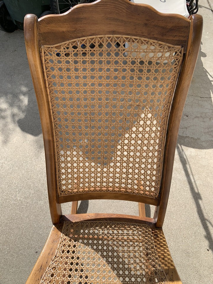 Antique ROCKER cane back rocking chair mid century modern wood | eBay