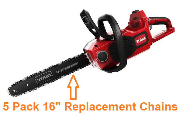 5 Pack 16" Chainsaw Saw Chain Replaces Toro 51850 Flex-Force 60V 3/8LP ...