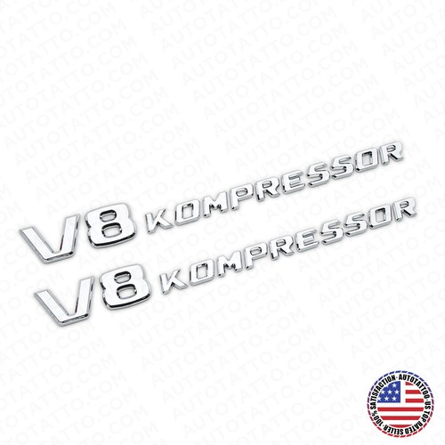 2x Mercedes 03-11 OEM Chrome V8 Kompressor Side Fender Logo Marker ...
