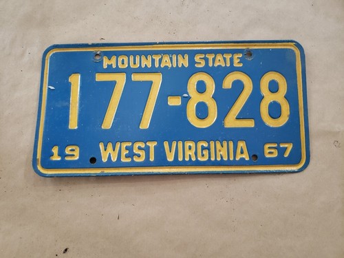1967 West Virginia Mountain State License Plate # 177-828 | eBay