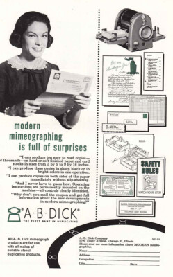 1956 A B Dick: Modern Mimeographing Vintage Print Ad | eBay
