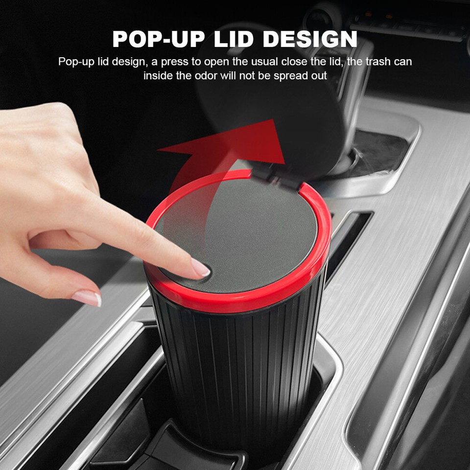 Vehicle Garbage Bin Waterproof Car Trash Can Cup Holder Leakproof Large ...