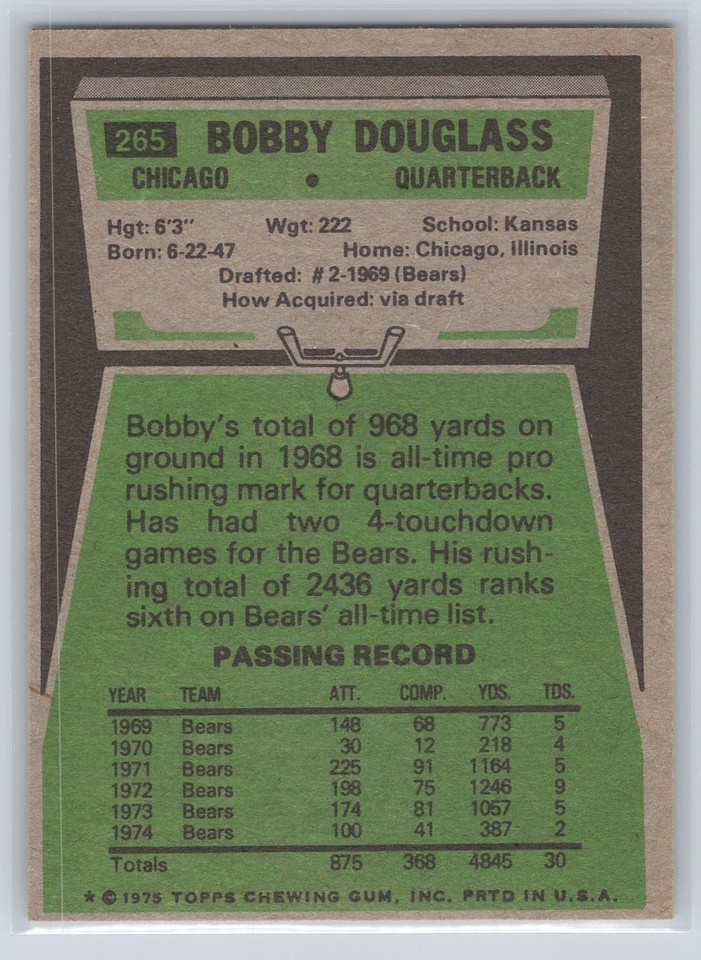 1975 Topps #265 Bobby Douglass - Bears - NmMt | eBay