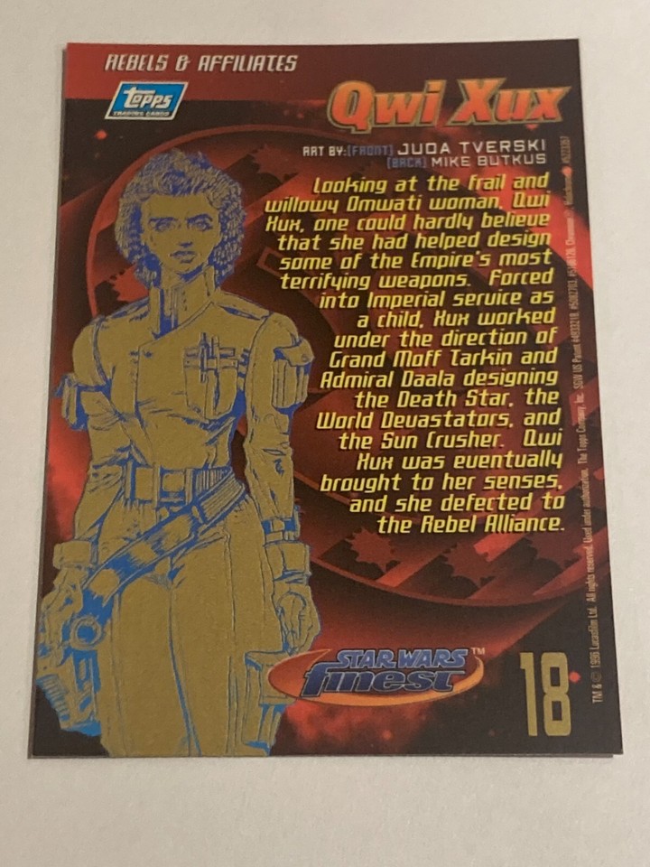 Qwi Xux 1996 Topps Star Wars Finest Gold Parallel Refractor Card #18 | eBay