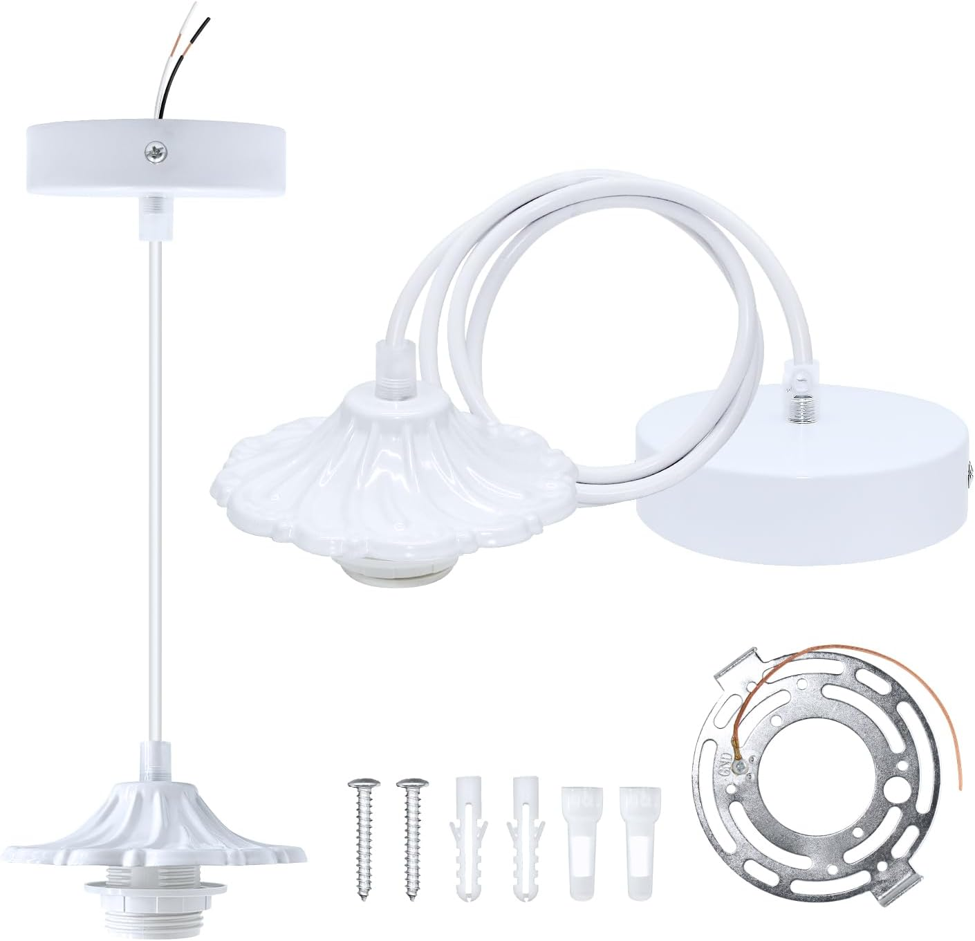 White Pendant Light Kit, 2 PCS Industrial Hanging Light Kit Small ...