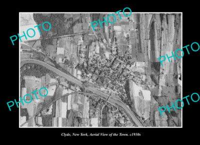 OLD POSTCARD SIZE PHOTO CLYDE NEW YORK AERIAL VIEW OF THE TOWN c1930 1 ...