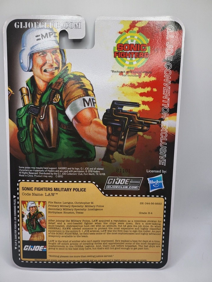 GI Joe Collector's Club FSS Sonic Fighters Law open | eBay
