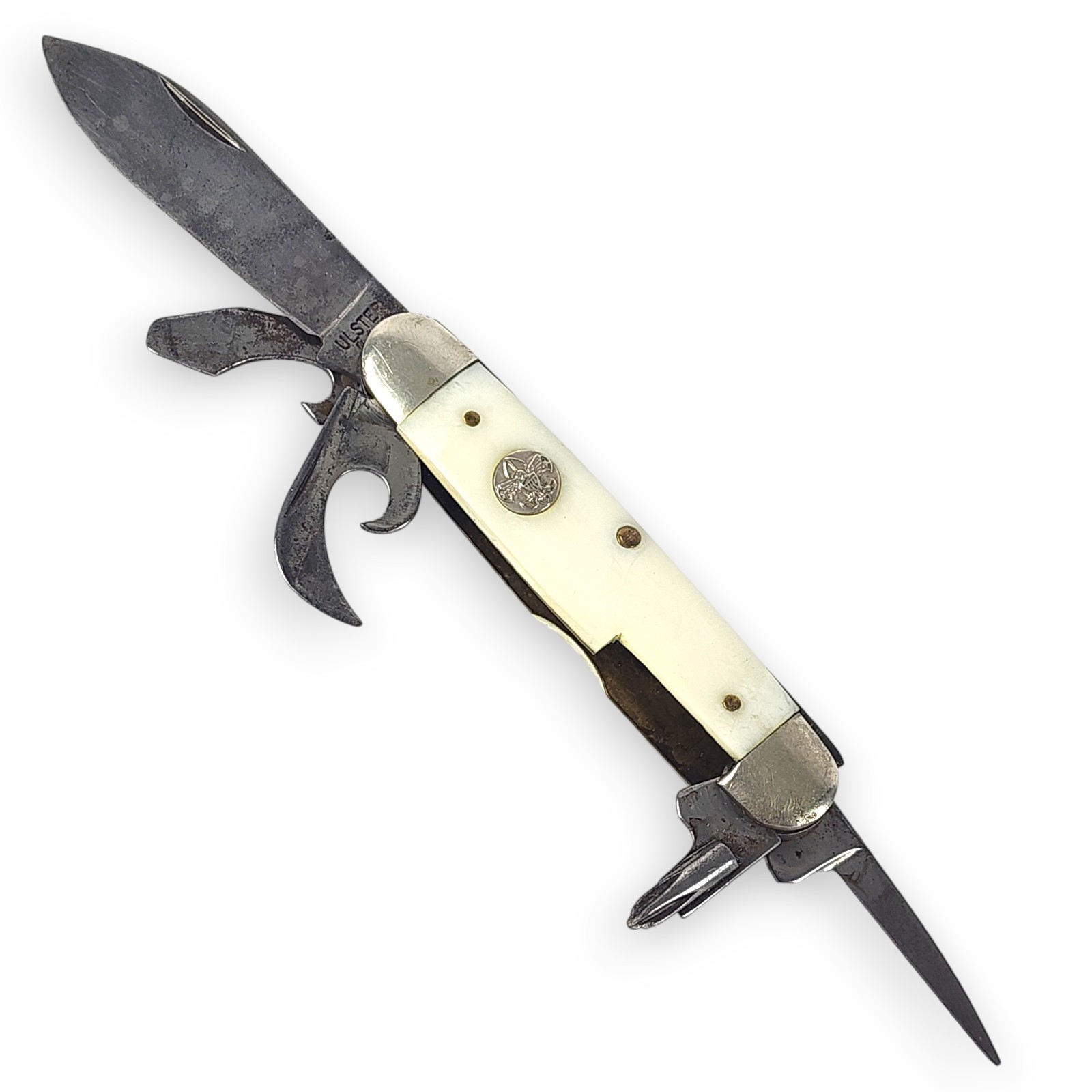 Vintage ULSTER Boy Scout Pocket Knife Rare! Pearl Handle Utility Multi ...