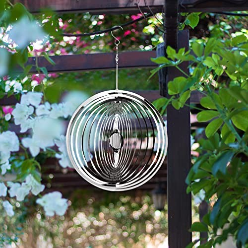Hanging Wind Spinner Outdoor Metal Decorations, Silver Wind Spinners ...