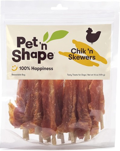 Pet 'n Shape Chik Skewers - Chicken Wrapped 1 Pound (Pack of 1), Brown ...