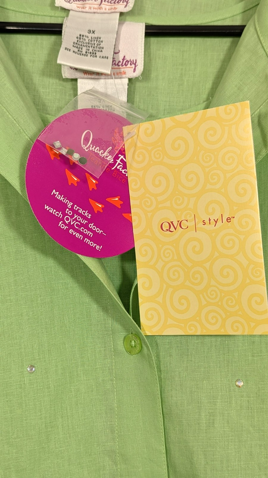 The Quacker Factory 3X Set Tank Long Sleeve Button Down Embellished ...