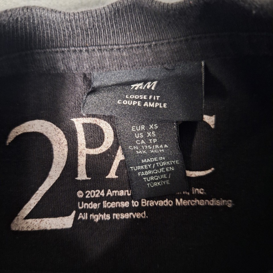 Vintage Style Y2K Tupac Hip Hop Rap Performer Graphic Black Tee Size ...