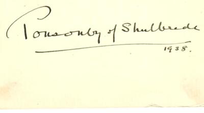 RARE! “British Social Activist" Arthur Ponsonby Hand Signed 3X5 Card ...